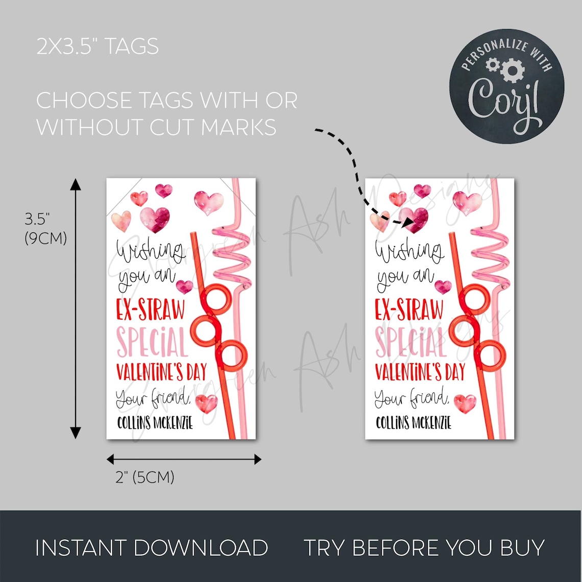 Ex-straw Special Valentine's Day Gift Tag Template, Printable Crazy ...