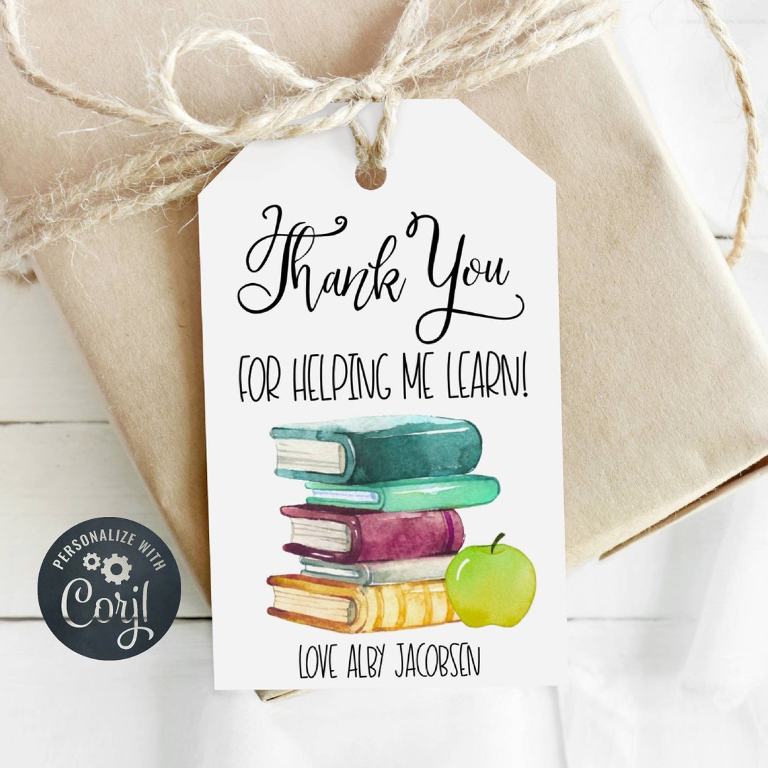 Printable Teacher Appreciation Gift Tag Template, Thank You for Helping ...