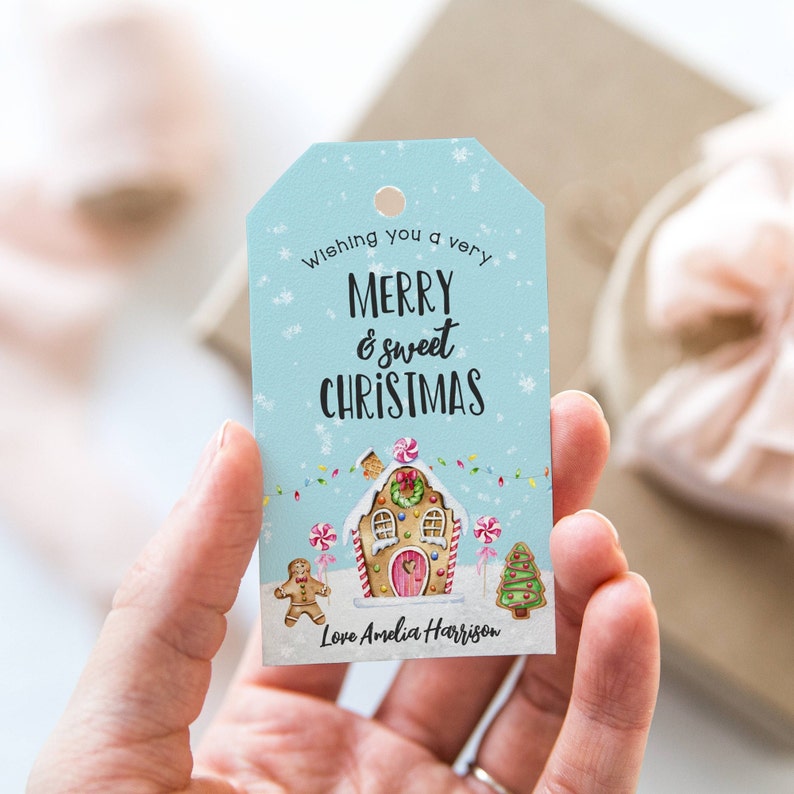 Gingerbread House Gift Tag Template Printable Holiday Favor - Etsy
