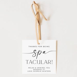 Spa Appreciation Gift Tag Template, Printable Teacher Thanks for Being ...