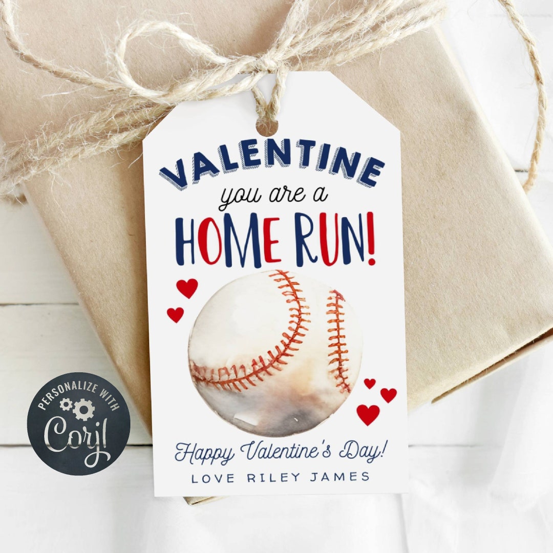 Baseball Valentine Gift Tag Template, Printable You Are A Home Run ...