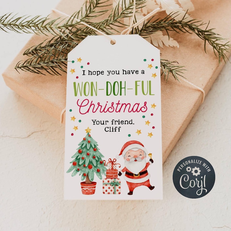 Won-doh-ful Christmas Gift Tag Template, Printable Classroom Stocking ...