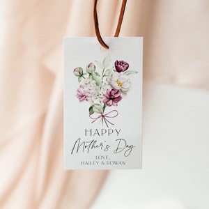 Floral Mother's Day Gift Tag Template, Printable Watercolor Bouquet ...