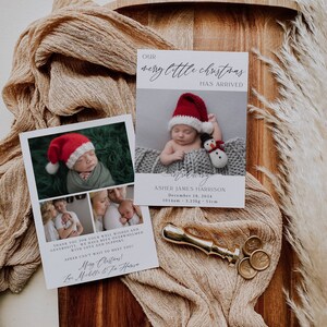 Newborn Christmas Card Template, Merry Little Christmas Editable Birth ...