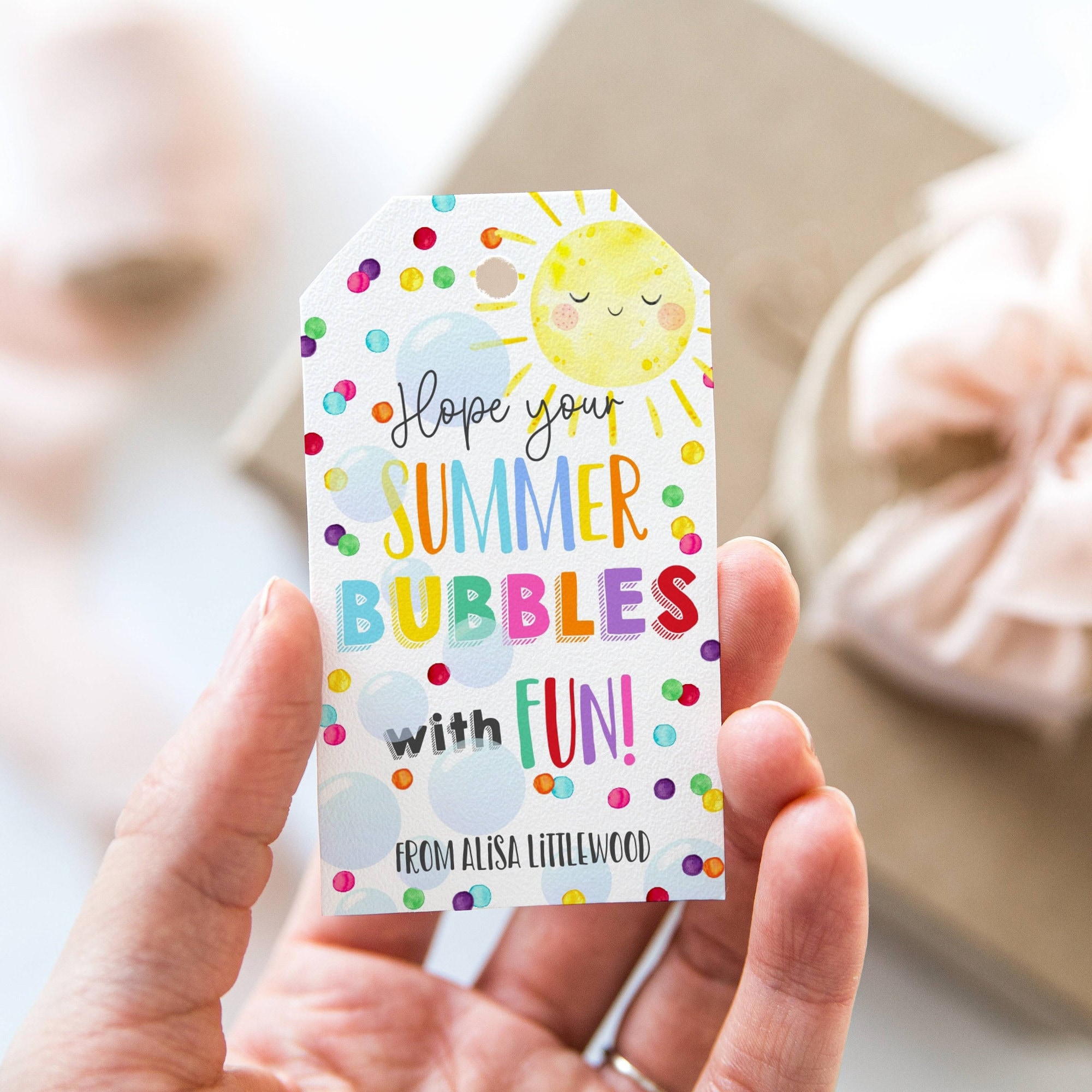 Hope Your Summer Bubbles With Fun Gift Tag Template Printable | Etsy