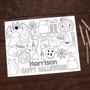 Halloween Coloring Placemat Template, Printable Kids' Spooky Activity ...
