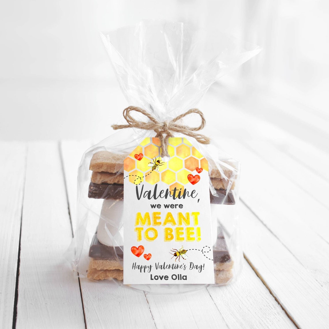 Bee Valentine's Day Gift Tag Template Meant to Bee - Etsy