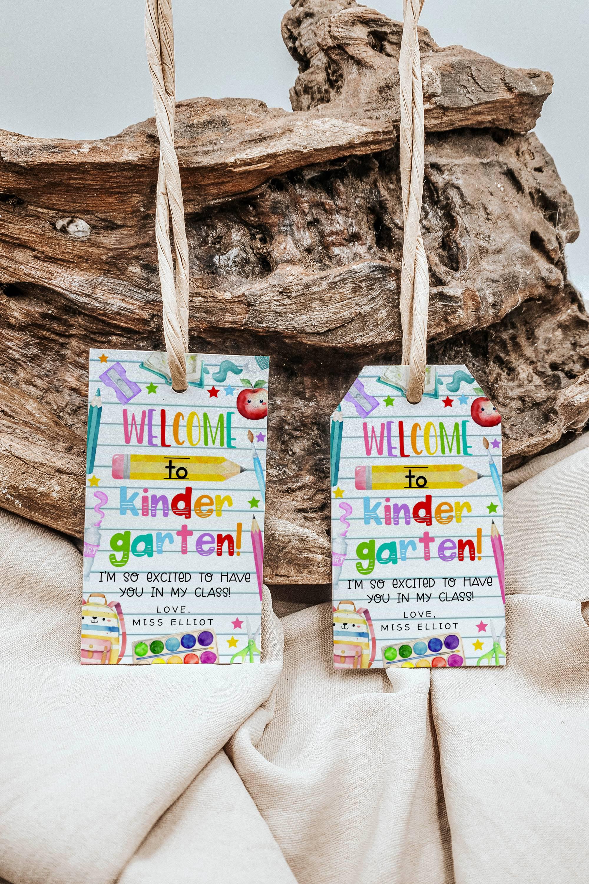 Welcome to Kindergarten Gift Tag Template, Printable First Day of ...