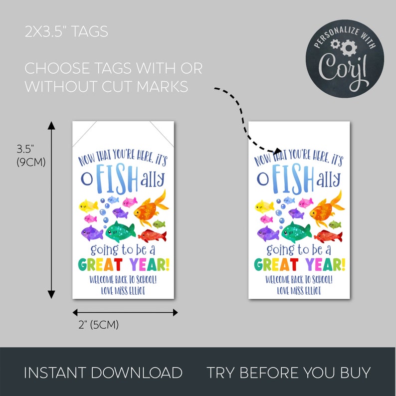 Back to School Fish Gift Tag Template, Printable O-fishally A Great ...