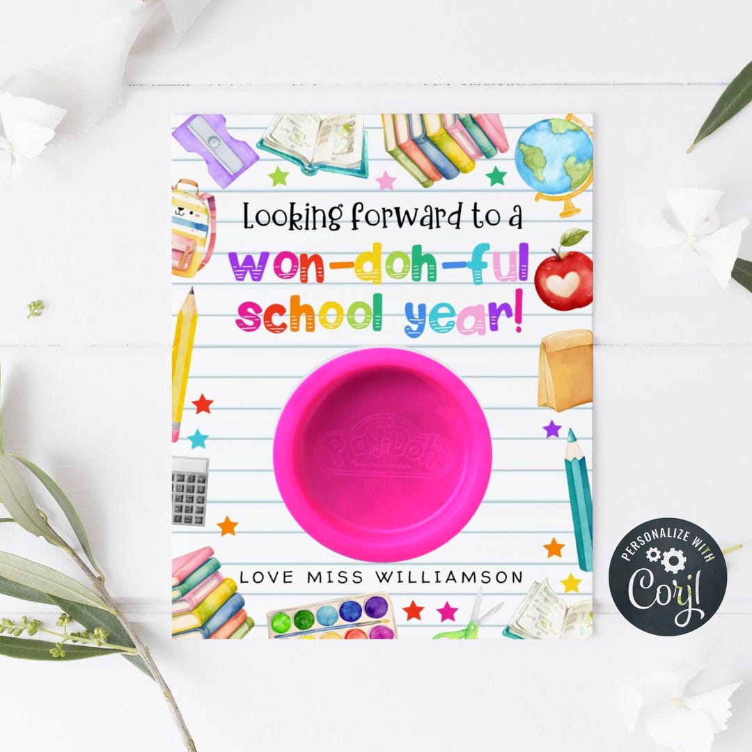 Editable Looking Forward to A Won-doh-ful School Year Play Dough Card ...