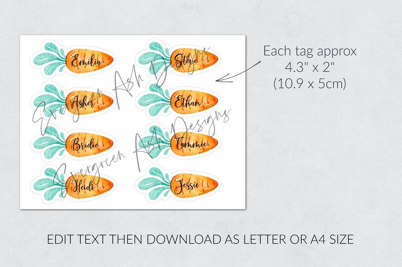 Printable Carrot Gift Tag Template Personalized Easter Favor - Etsy
