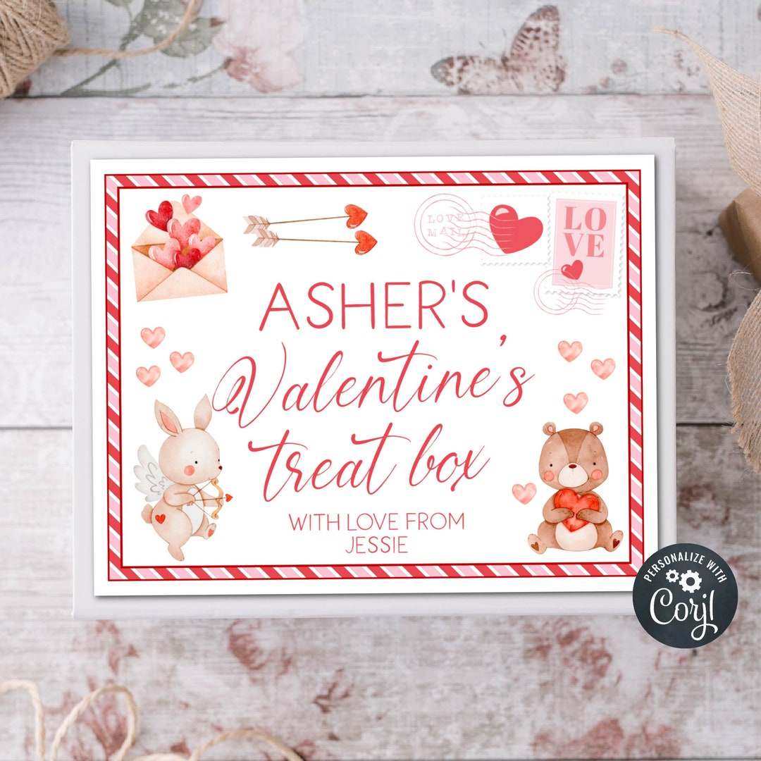 Editable Valentine Treat Box Label Template, Printable Valentine's Day ...