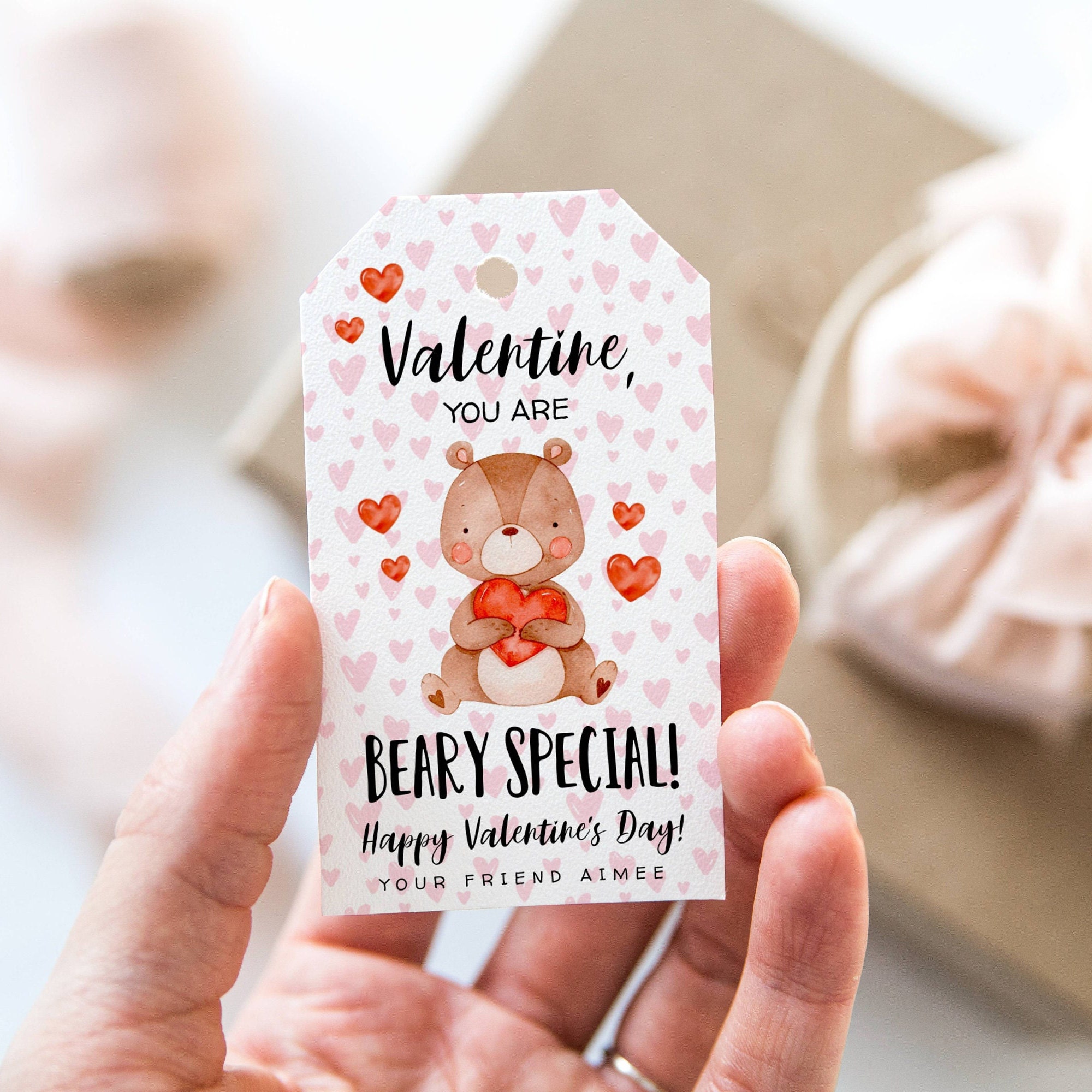 You Are Beary Special Gift Tag Template, Printable Teddy Bear Valentine ...