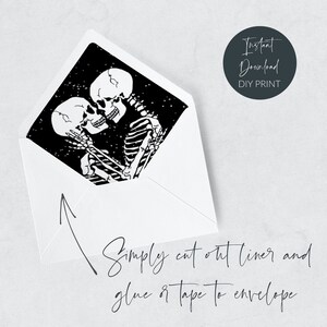 Skeleton Lovers Envelope Liner Template, Printable Halloween Gothic ...