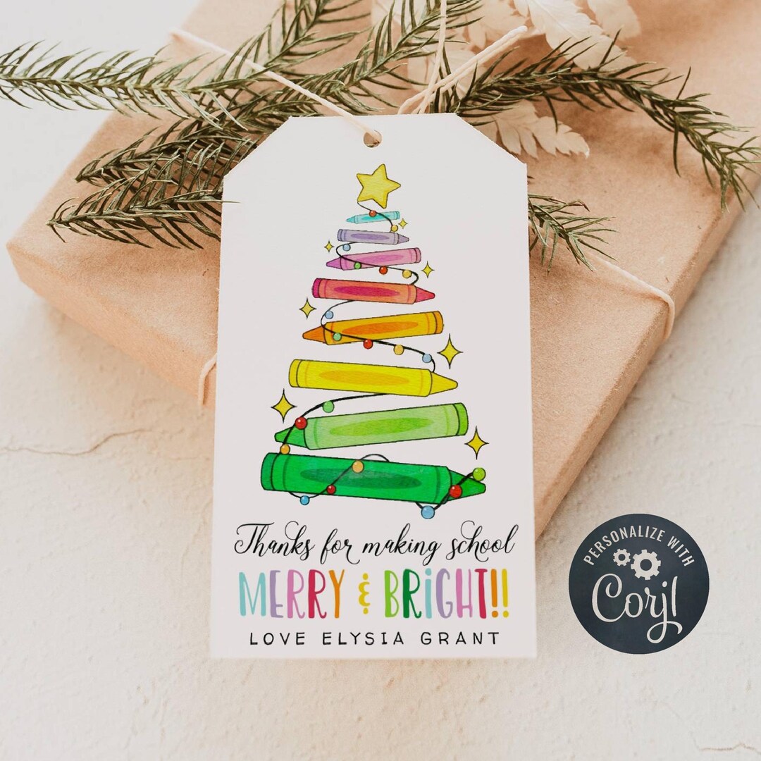 Thanks for Making School Merry & Bright Christmas Gift Tag Template ...