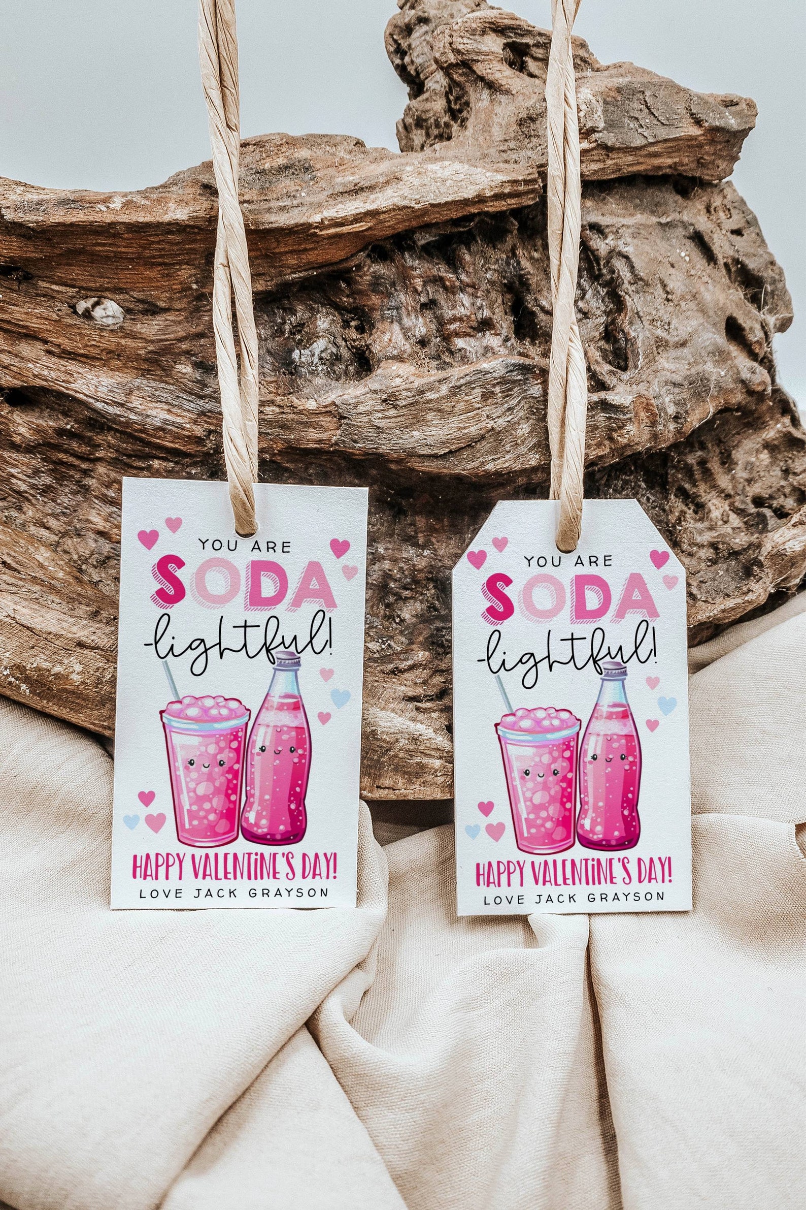 Soda Valentine's Day Gift Tag Template, Printable You Are Soda-lightful ...