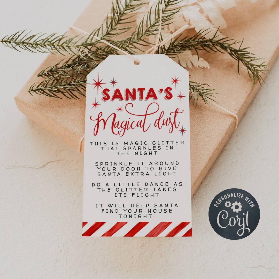 Printable Santa's Magic Dust Tag Template, Editable Christmas Eve ...