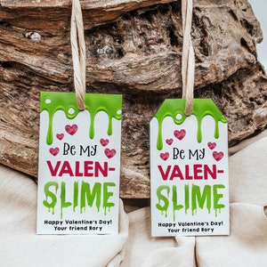Be My Valen-slime Gift Tag Template, Printable Valentine's Day Slime ...