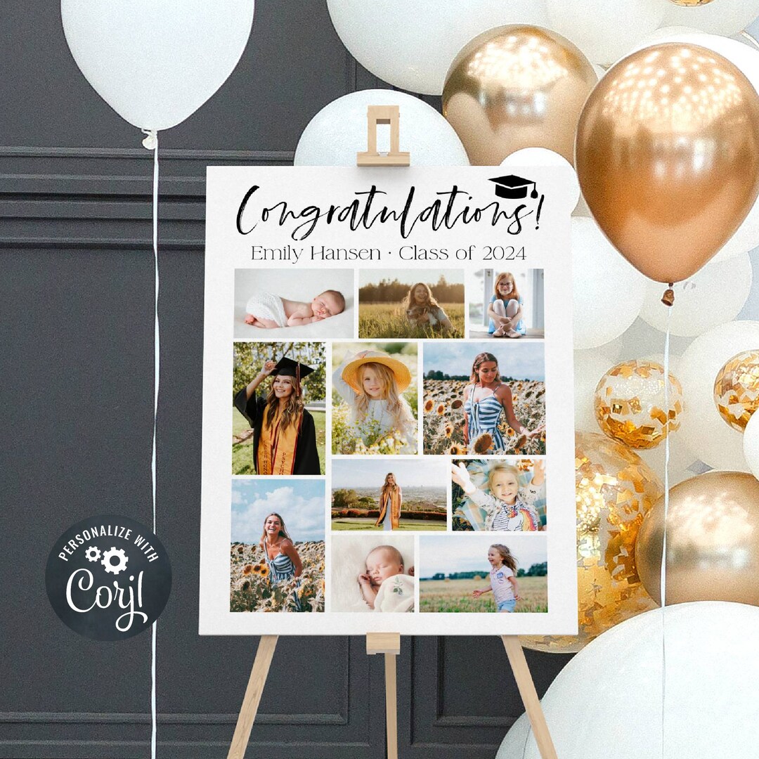 Graduation Class of 2024 Photo Collage Template, Printable Modern ...