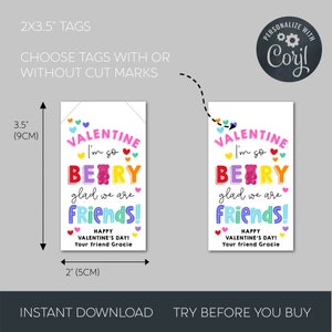 Gummy Bear Valentine's Day Gift Tag Template, Printable Beary Glad We ...