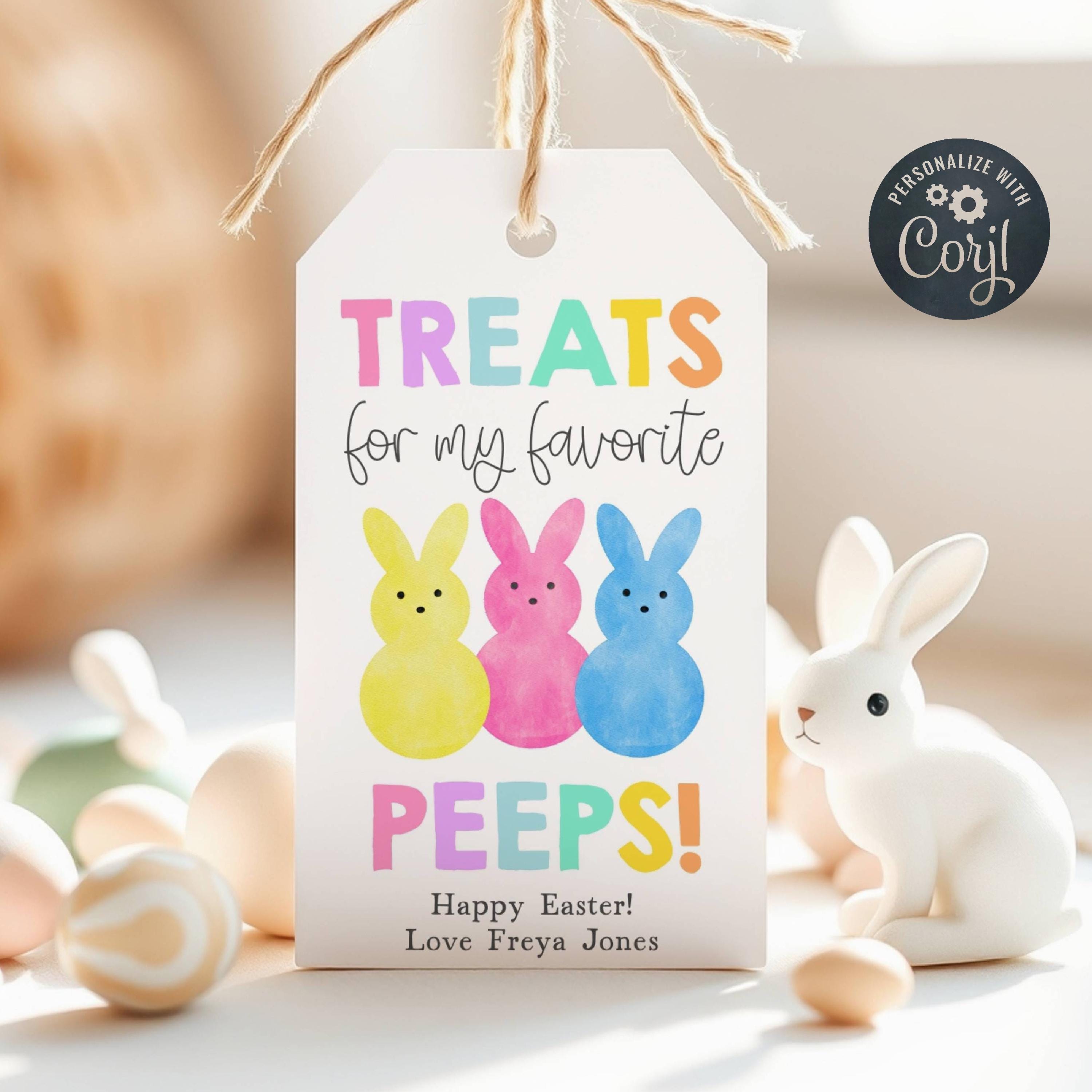 Treats for My Favorite Peeps Gift Tag Template, Printable Bunny Candy ...