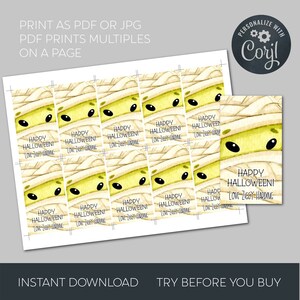 Halloween Mummy Favor Tag Template, Printable Bandage Face Gift Tags ...