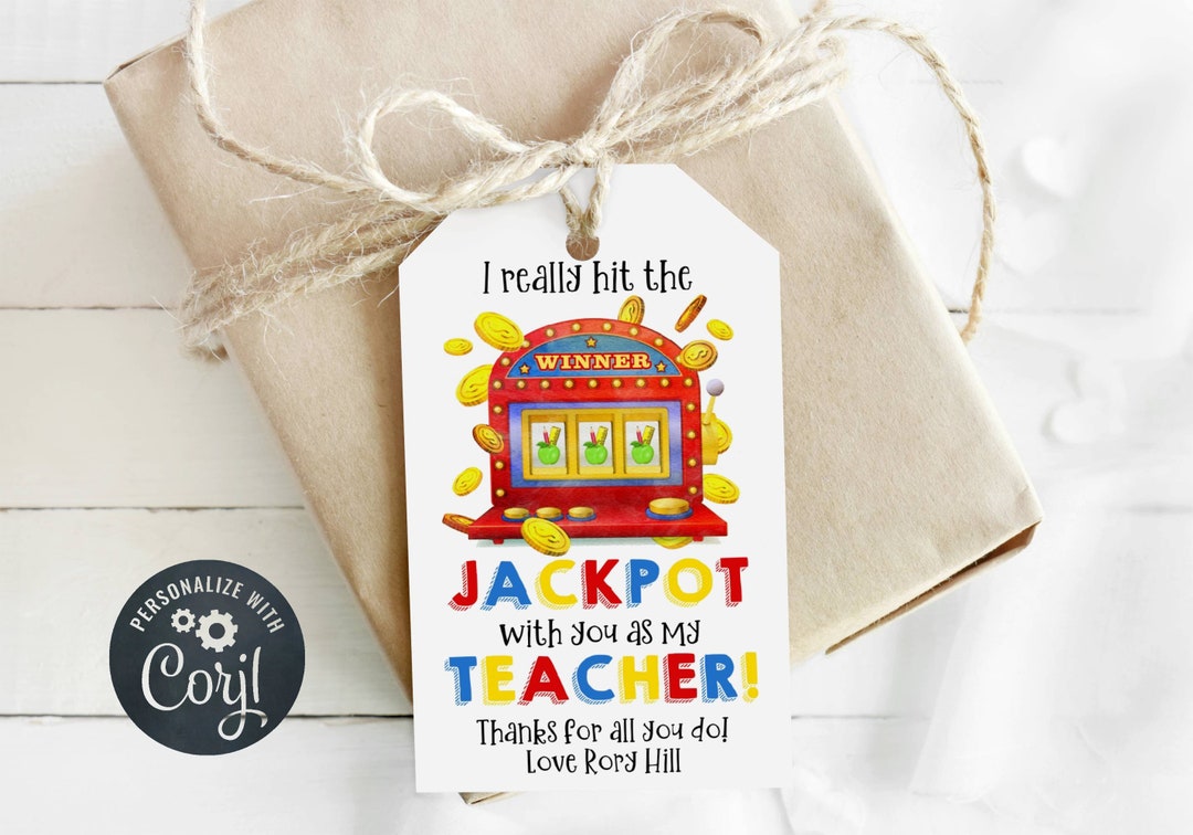Jackpot Teacher Appreciation Gift Tag Template Printable - Etsy