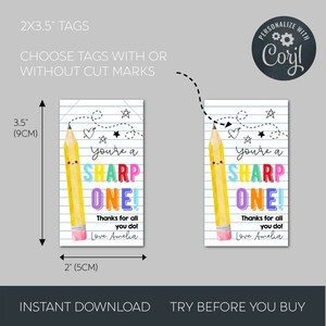Teacher Appreciation Pencil Gift Tag Template, Printable You're A Sharp ...