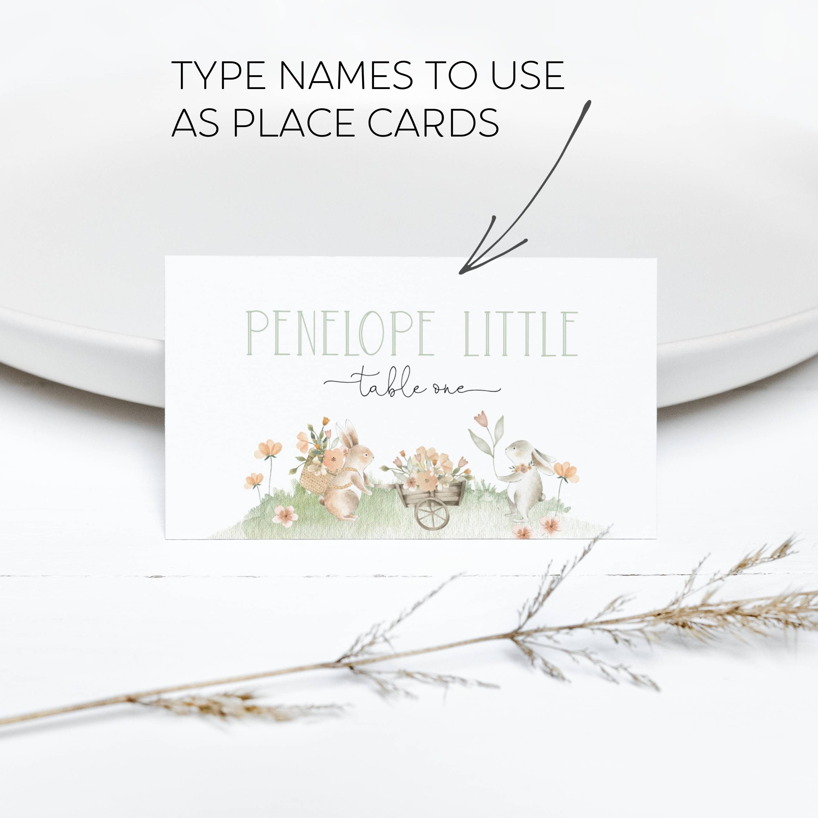 Easter Bunnies Food Label Template, Printable Buffet Tent Cards, Easter ...