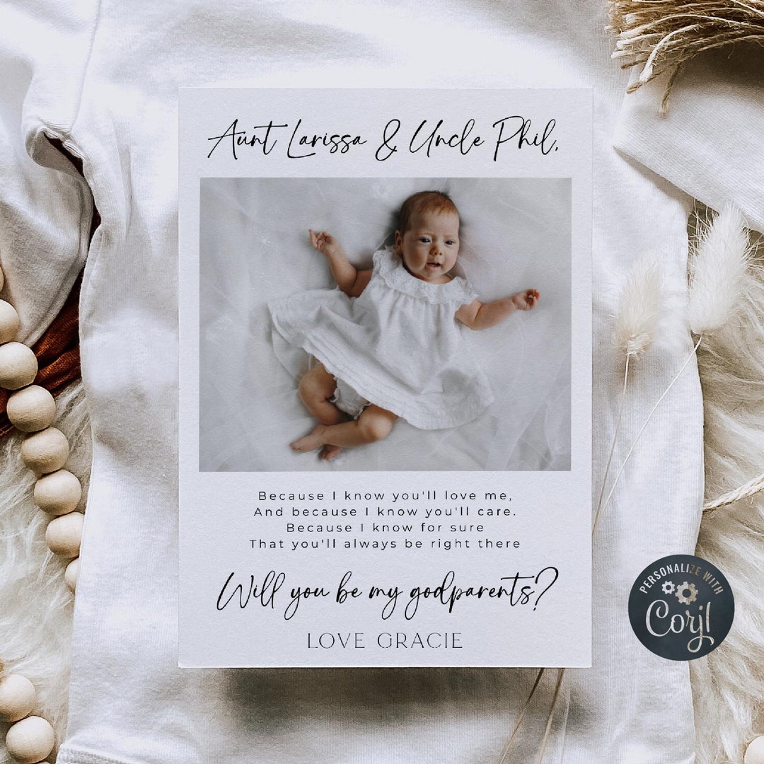Will You Be My Godparents Proposal Card Template, Printable Minimal ...