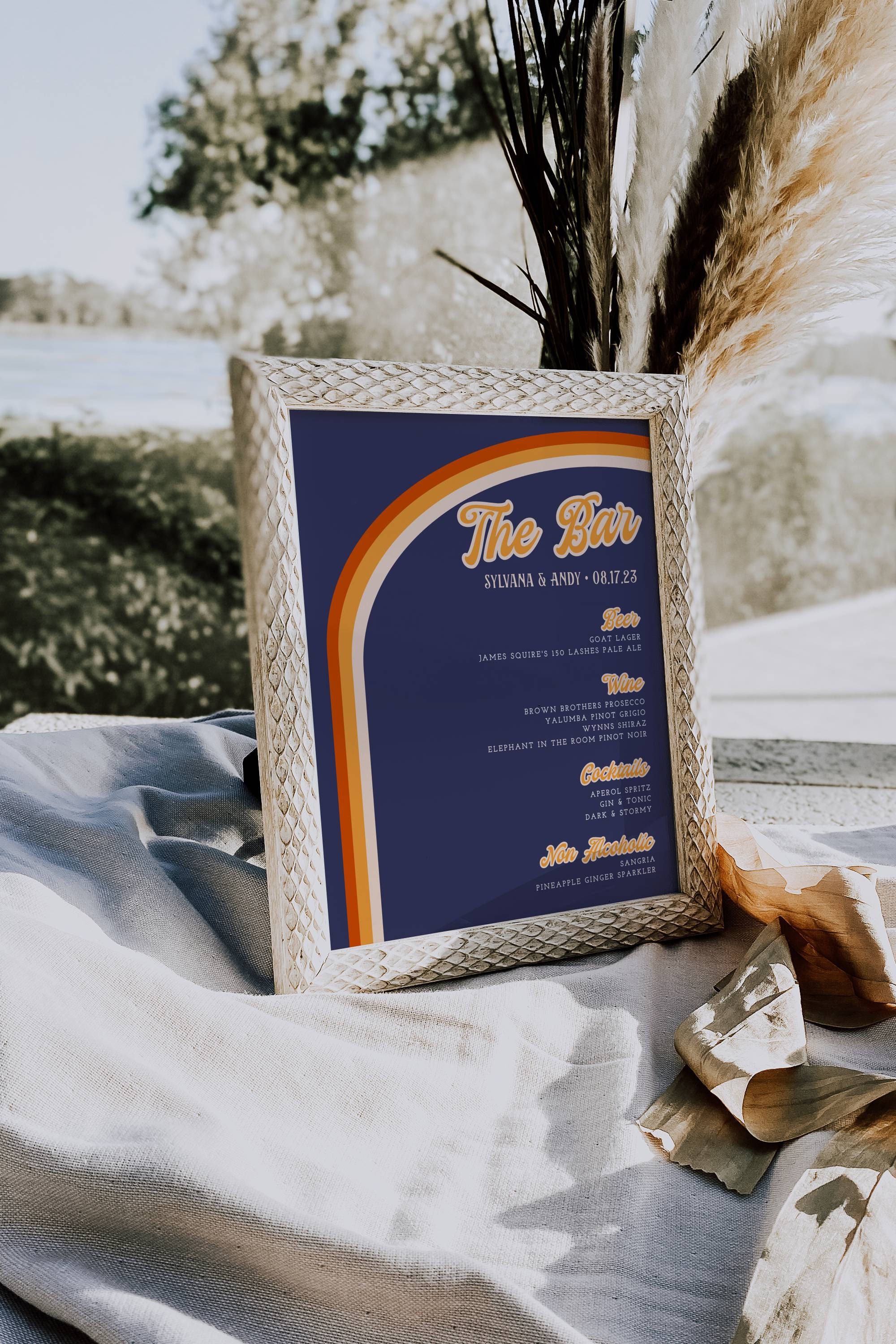 Retro Bar Menu Template Printable 70s Wedding Drinks Sign - Etsy