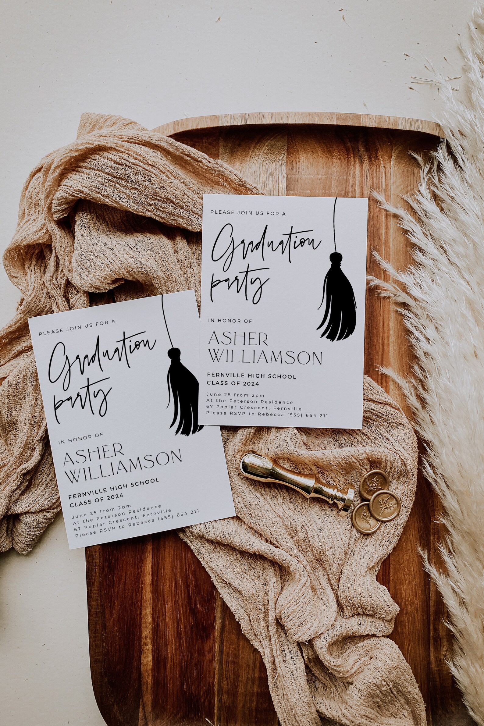 Tassel Graduation Invitation Template, Printable Modern Graduate ...
