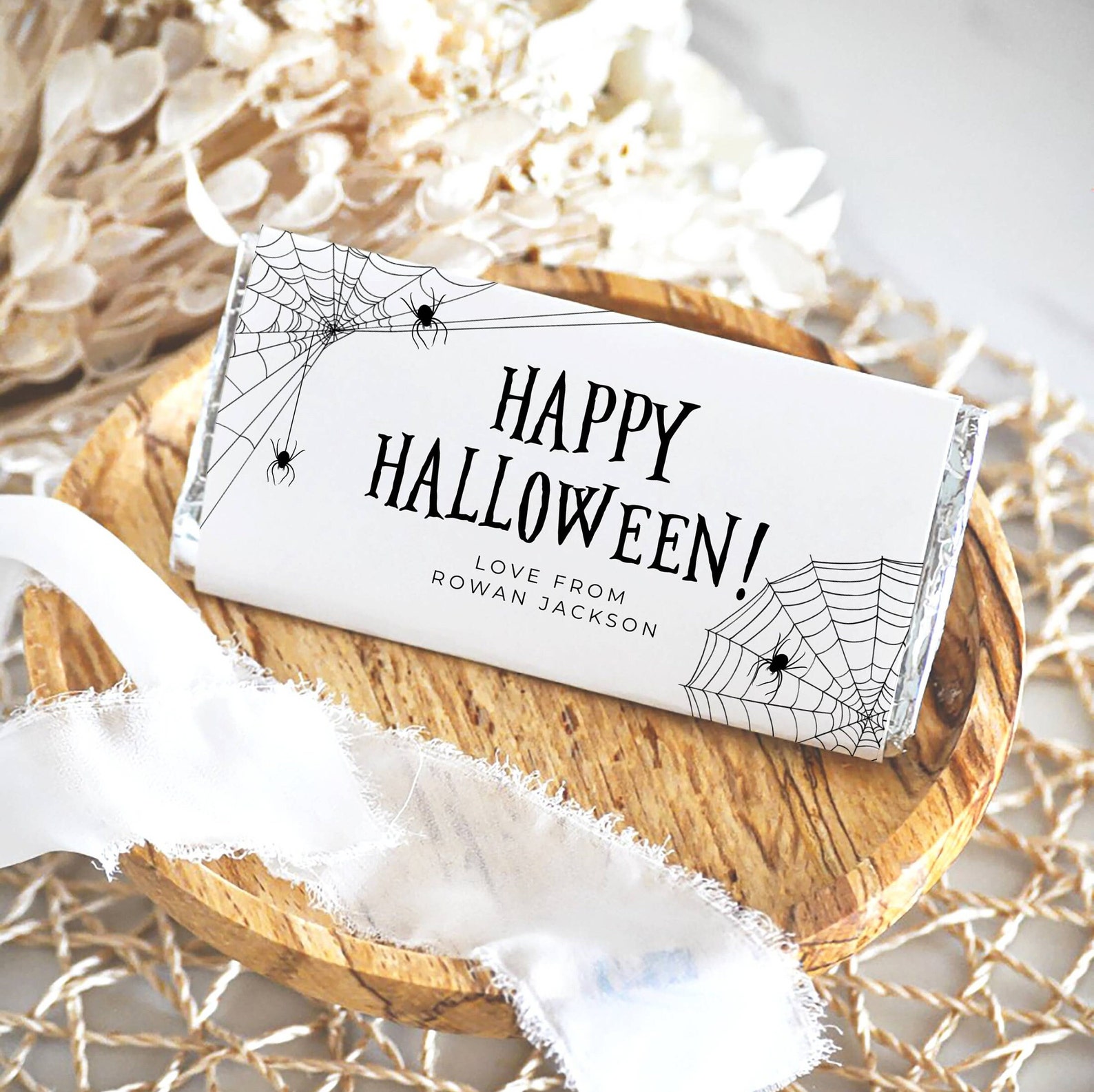Halloween Spiderwebs Chocolate Bar Wrapper Template, Printable Spooky ...