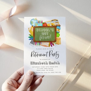 Teacher Retirement Party Invitation Template, Printable School's Out ...