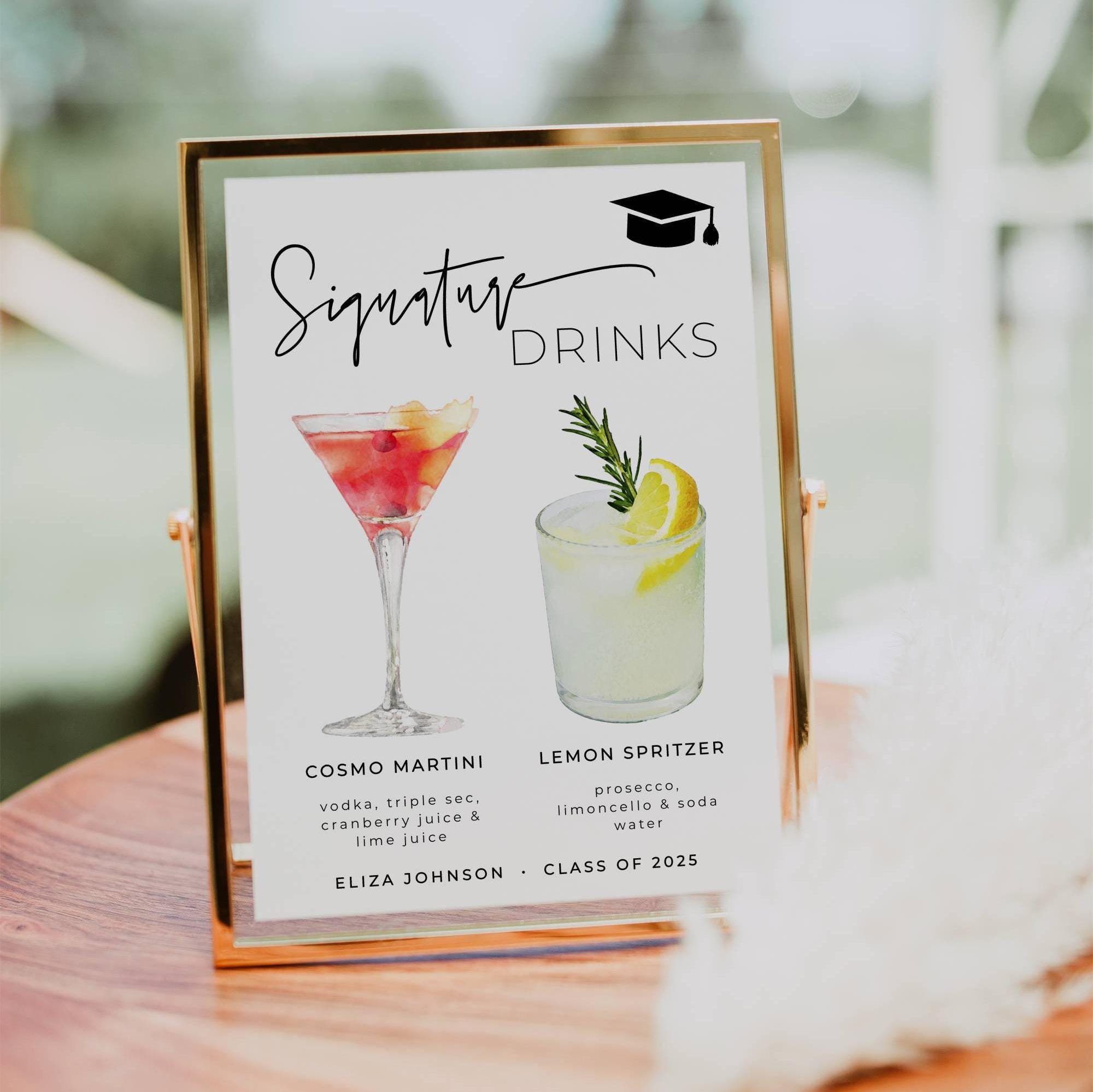 Graduation Signature Drinks Sign Template, Printable Grad Party ...