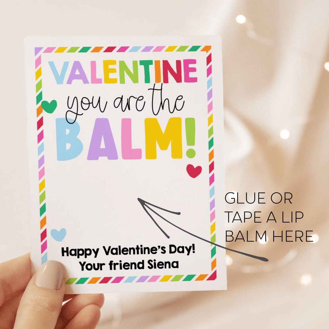 Lip Balm Valentine's Day Card Template, Printable You're the Balm ...