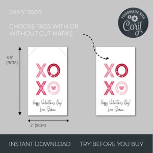 Minimalist Valentine's Day Gift Tag Template, Printable XOXO Valentine ...