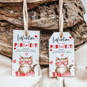 Cat Valentine's Day Gift Tag Template, Printable You Are Purr-fect ...