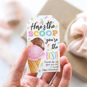 Editable Ice Cream Teacher Appreciation Gift Tag Template, Printable ...