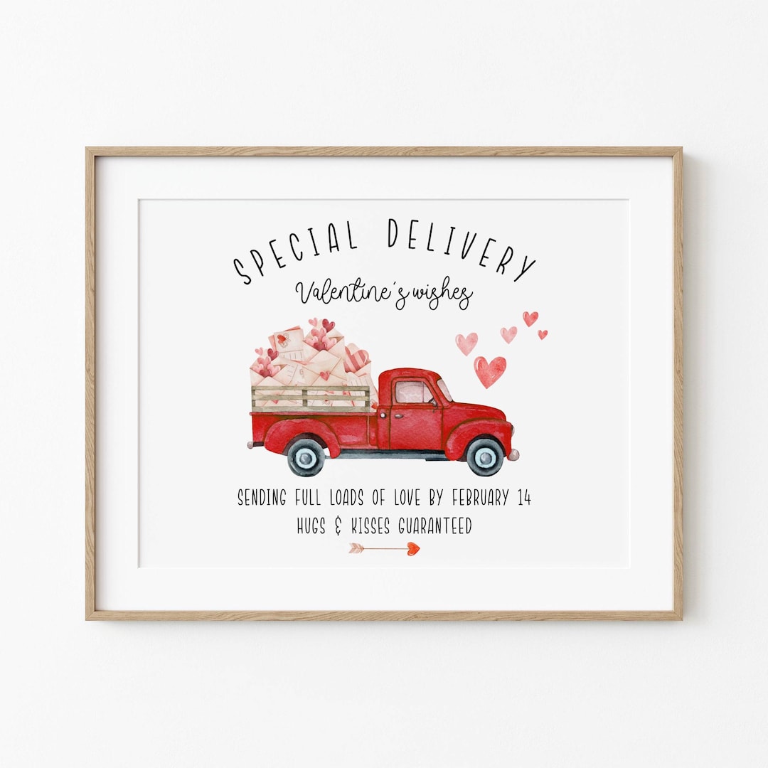 Valentine's Day Truck Printable Wall Art, Valentines School Class Decor ...