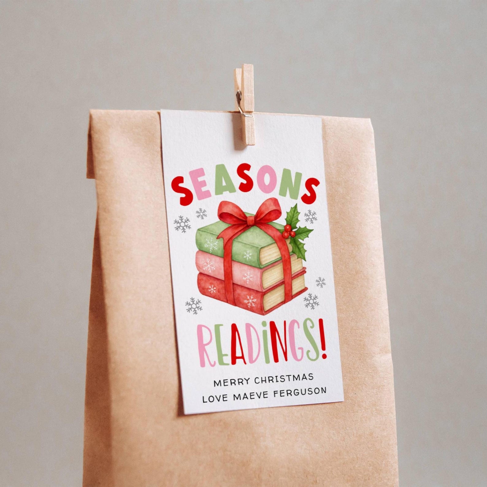 Christmas Book Gift Tag Template, Printable Seasons Readings Holiday ...