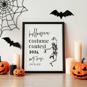 Halloween Costume Contest Sign Template, Printable Skeleton Costume ...