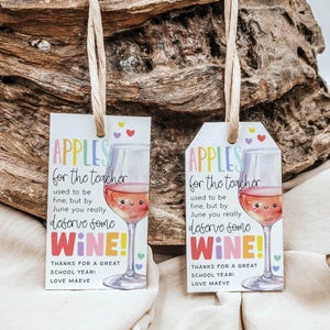 End of Year Teacher Appreciation Wine Gift Tag Template, Printable ...