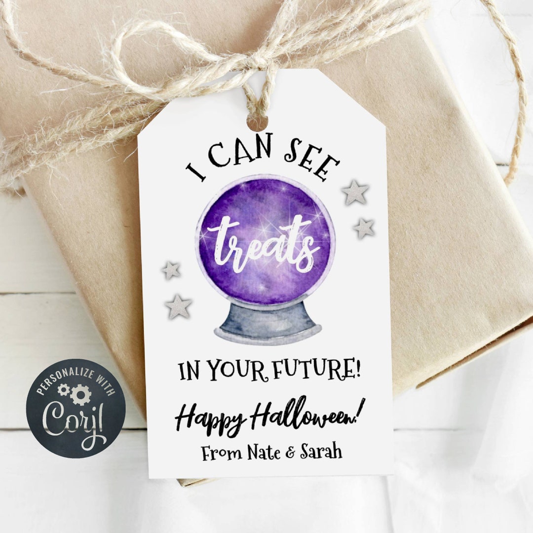 Halloween Crystal Ball Gift Tag Template Printable Trick or - Etsy