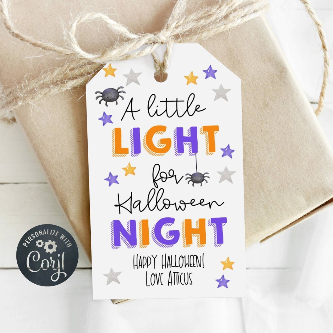 Printable Halloween Glow Stick Gift Tag Template, A Little Light for ...