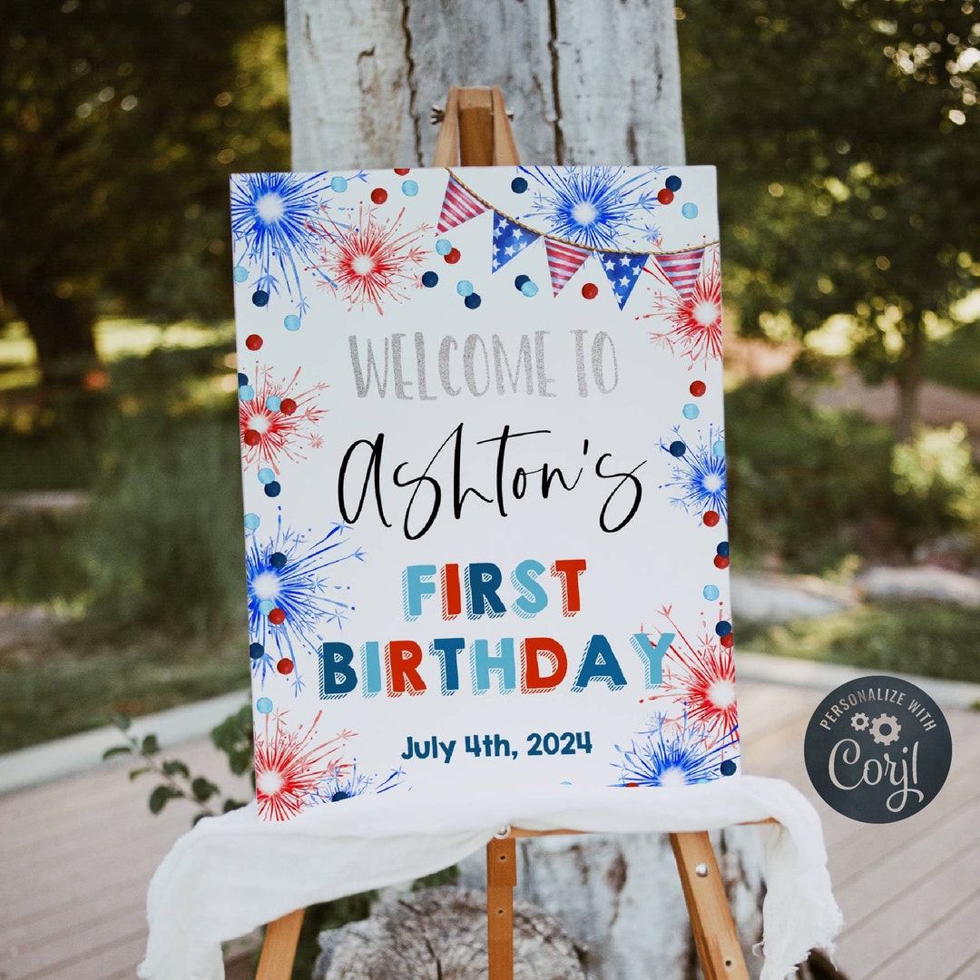 Editable 4th of July Birthday Welcome Sign Template, Printable Our ...