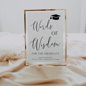 Graduation Words of Wisdom Sign Template, Editable College High School ...