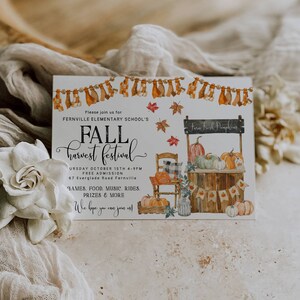 Fall Harvest Festival Invitation Template, Printable Fall Party Invite ...