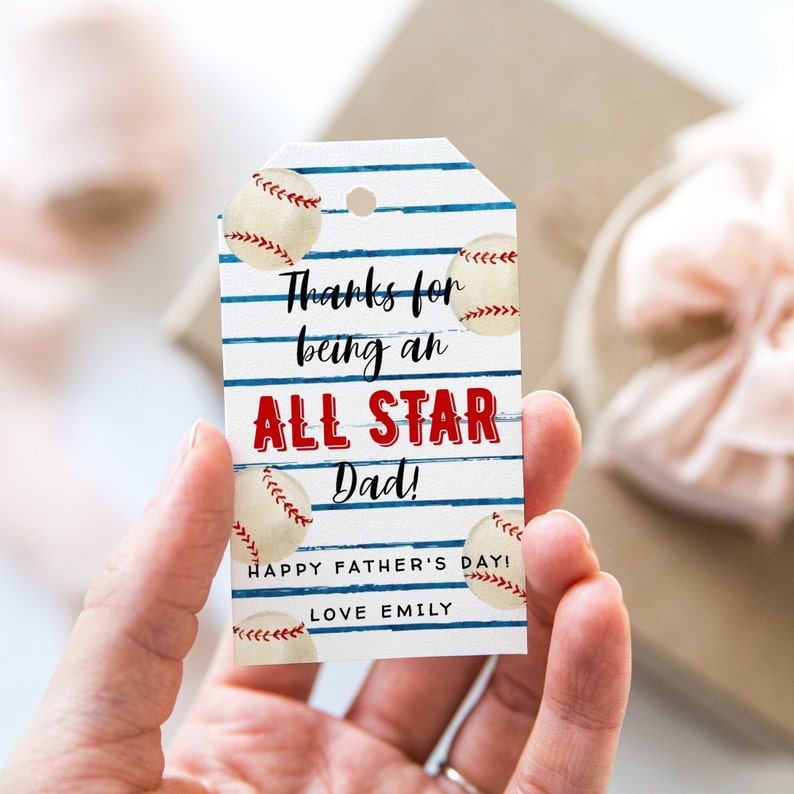 Father's Day Gift Tag Template Printable Baseball All - Etsy
