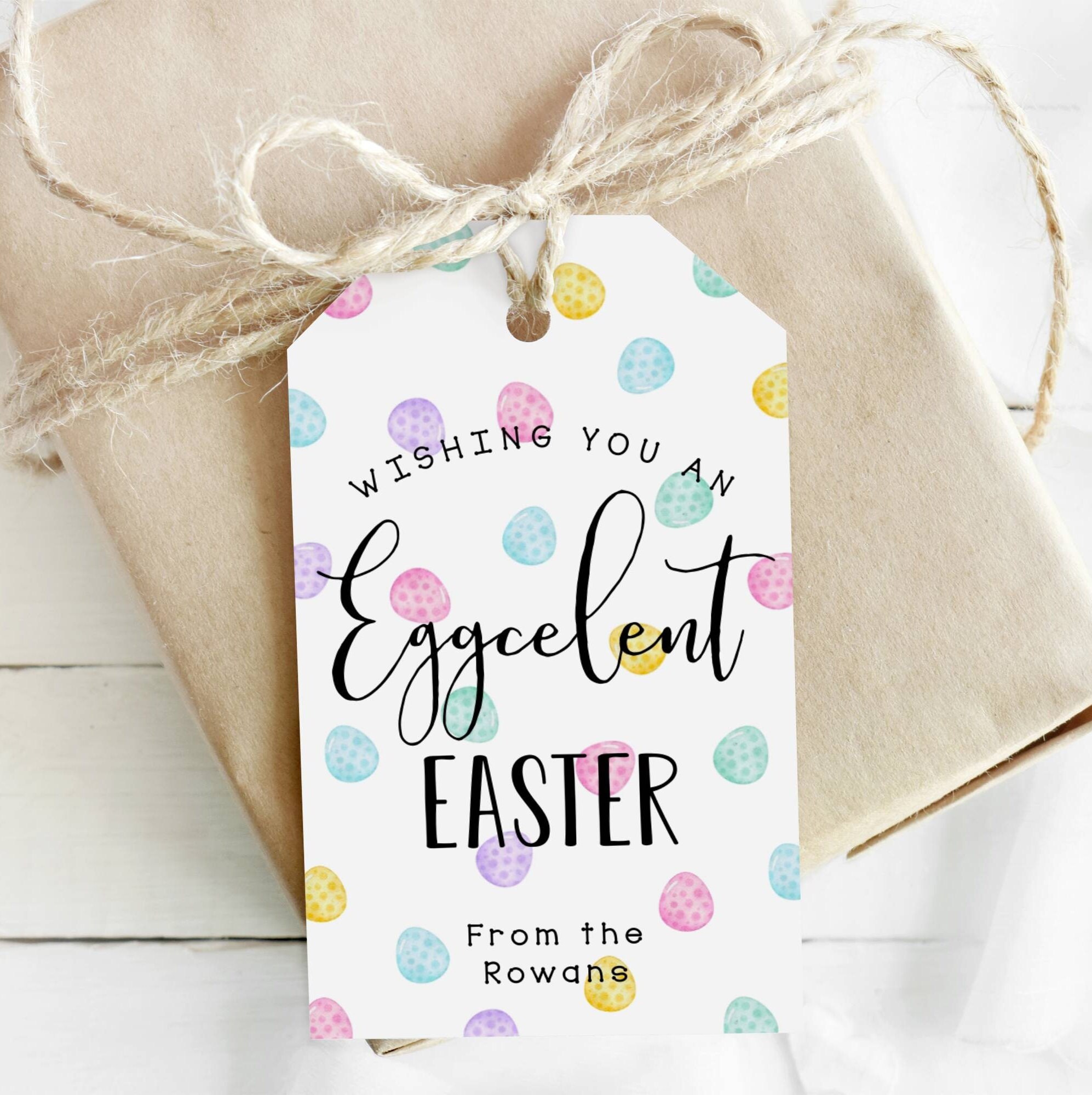 Easter Gift Tag Template, Printable Easter Basket Favor Tags, Eggcelent ...
